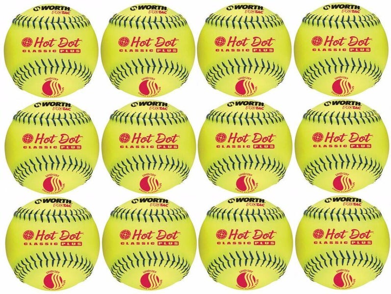 Worth Hot Dot USSSA 12" Slow Pitch Softball UHD12SY (Dozen) No Trades ...