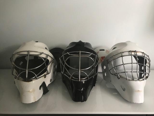 Lot of 3 "ready for refurb" Hackva Goalie Masks (SR/Med) | SidelineSwap ...