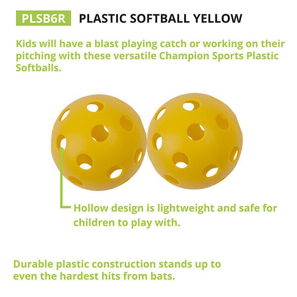 Champion Sports Plastic Softball Ball Set - 6 Pack | SidelineSwap | Buy ...