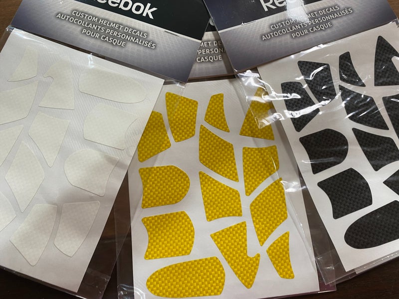 New Reebok custom helmet decals for K series helmets 2 blk, 1 yellow ...