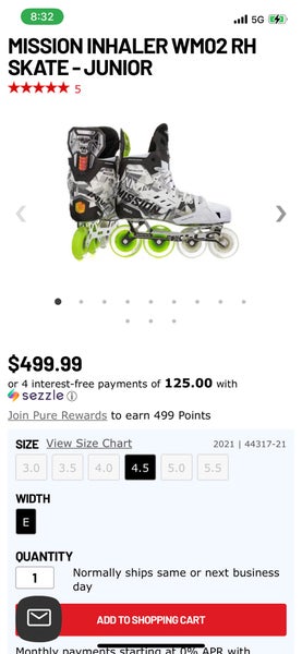 Mission Inhaler WM02 inline skates Junior Size 4.5 | SidelineSwap | Buy ...