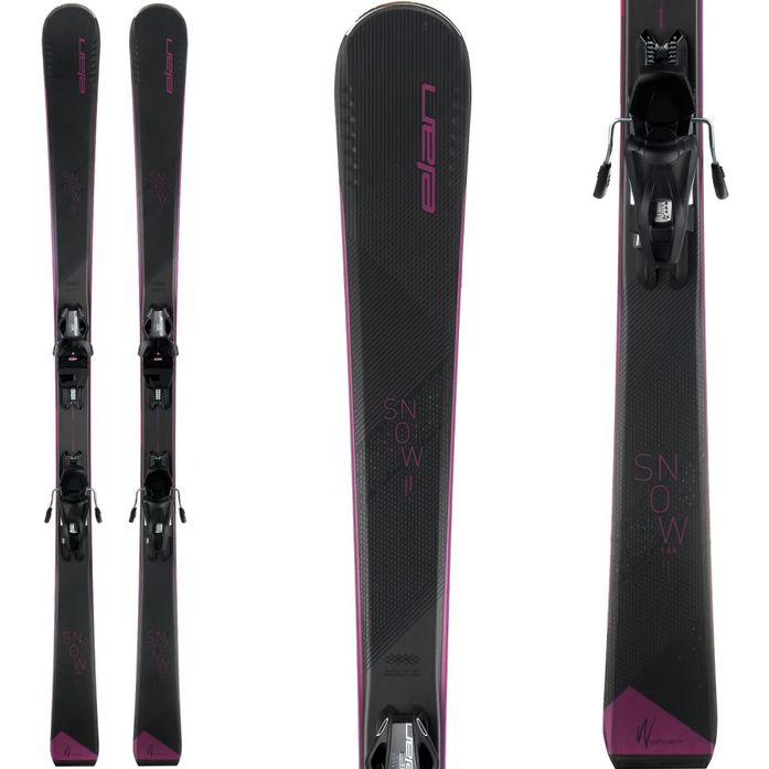 NEW 2023 Elan skis Snow black women's 158cm + EL9.0 Bindings size adjustable | SidelineSwap
