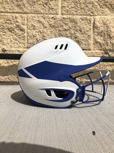 Used Blue Medium Softball batting helmet with Cage | SidelineSwap | Buy ...