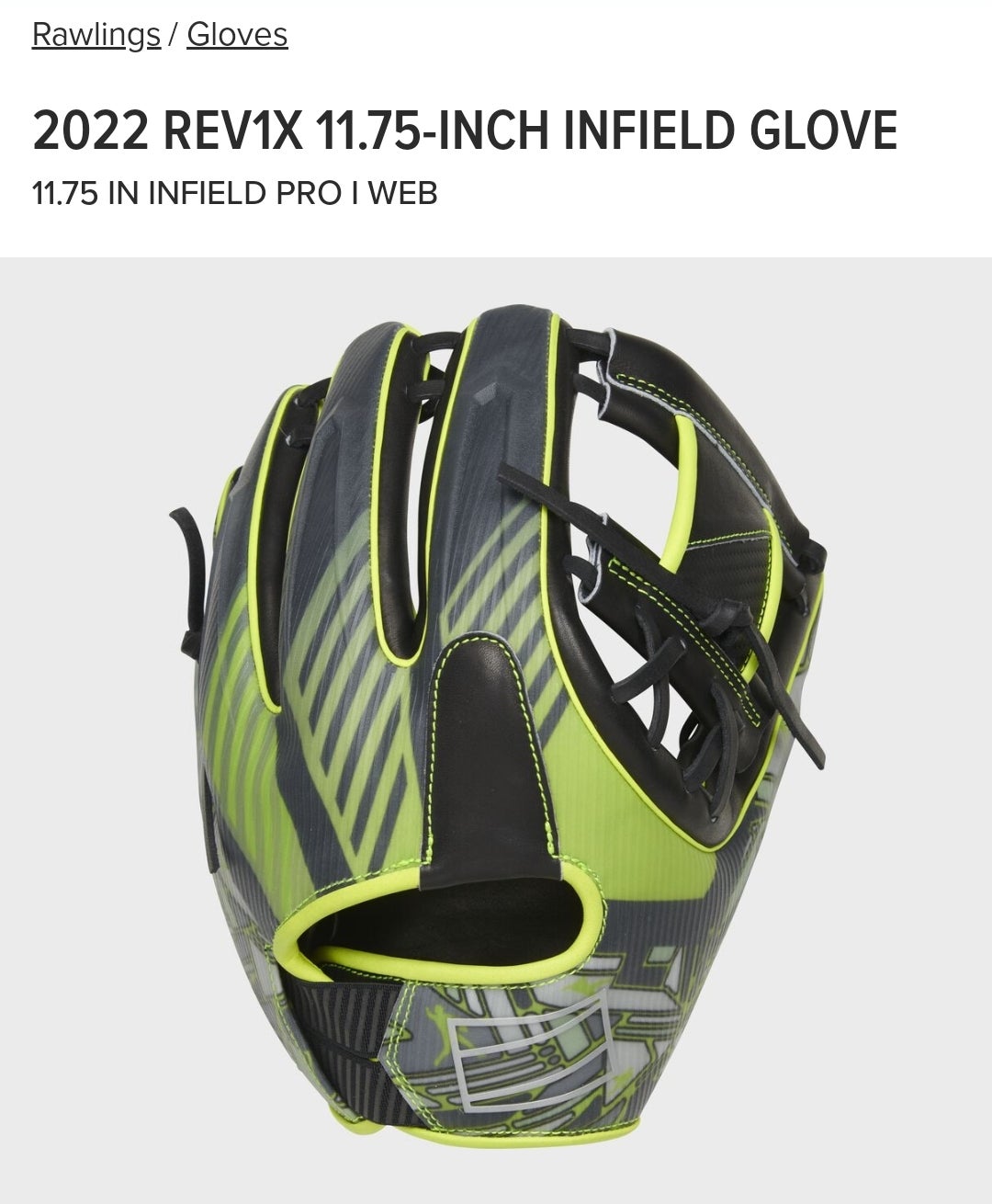 New Rawlings Right Hand Throw Infield REV1X Baseball Glove 11.75" | SidelineSwap