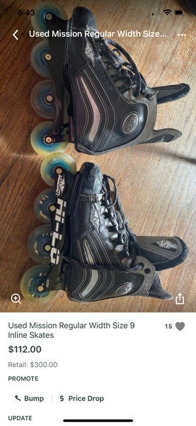 Used Mission Regular Width Size 9 Inline Skates | SidelineSwap | Buy ...