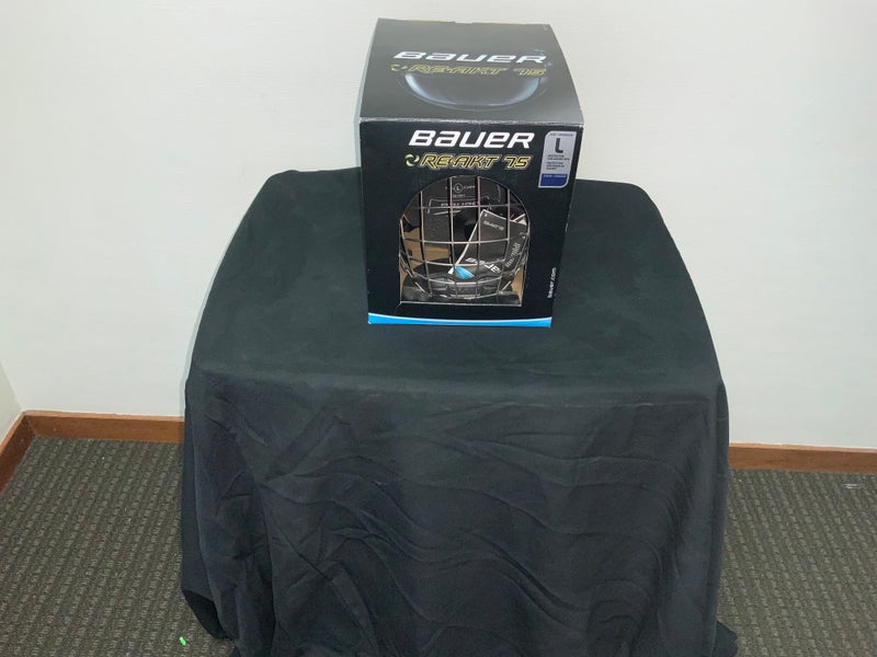 New Large NAVY Bauer Re-Akt 75 Helmet combo with face mask HECC 9 ...