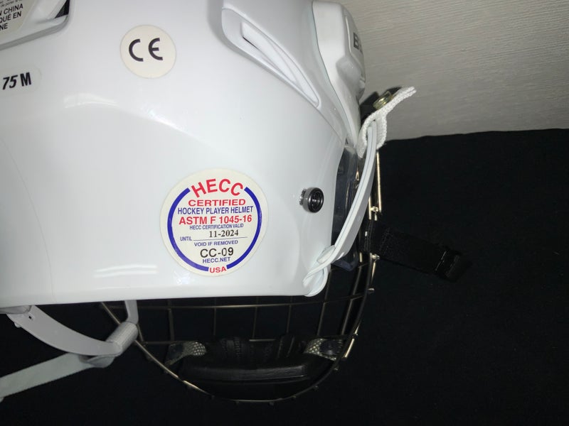 New Medium White Bauer Re-Akt 75 Helmet combo with face mask HECC 11 ...
