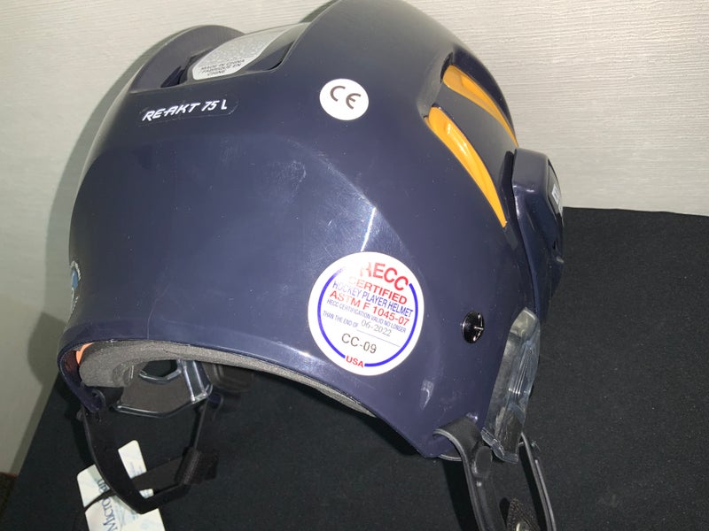 New Large Navy /Yellow highlights Bauer Re-Akt 75 Helmet HECC 6 - 2022 ...