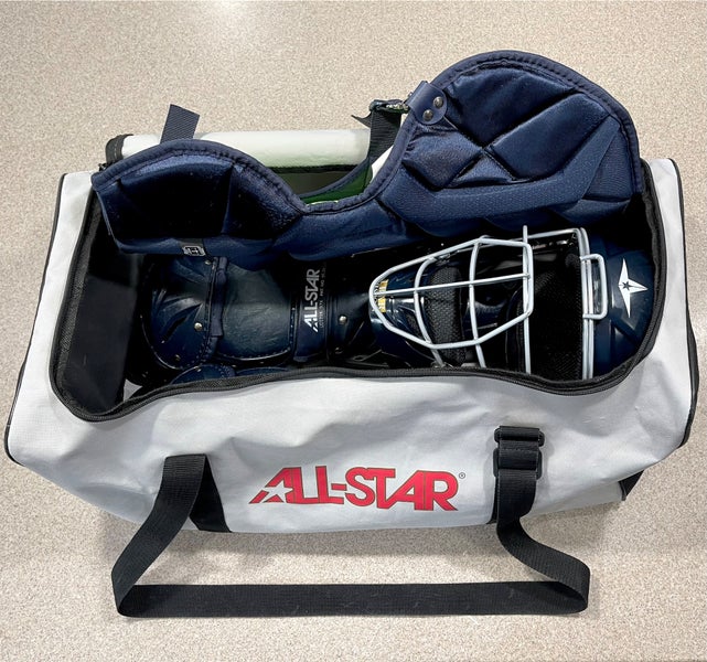 Bag + Solid Navy Blue All-Star S7 AXIS System7 NOCSAE Baseball Catcher ...