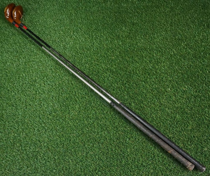 3 VINTAGE AG SPALDING FANCY FACE PERSIMMON WOODS, DRIVER, SPOON + 2W ...