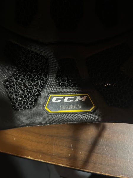 Game Used Navy CCM Super Tacks X Pro Stock Helmet Englund Custom Medium ...
