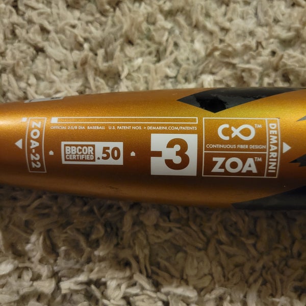 Used BBCOR Certified 2022 DeMarini Composite Zoa Bat (-3) 28 oz 31 ...