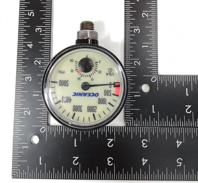 Oceanic 5000 PSI SPG Submersible Pressure Gauge + Thermometer 5,000 ...