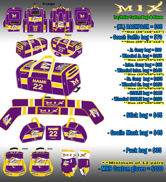 MX3 Pro Player Carry Bag "Vented" - Senior - 37"x19"x19" ((Custom Team ...