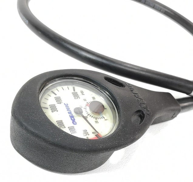 Oceanic 5000 PSI SPG Pressure Gauge w Boot Console & Thermometer Scuba ...