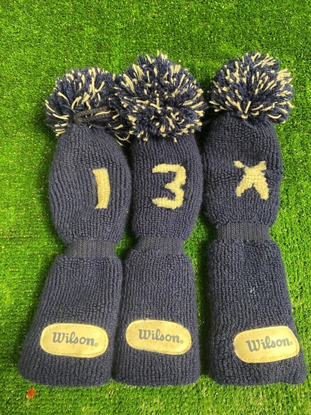 Set of 3 Wilson 1,3,X Knit Blue and White Pom-Pom Golf Club Head Covers ...