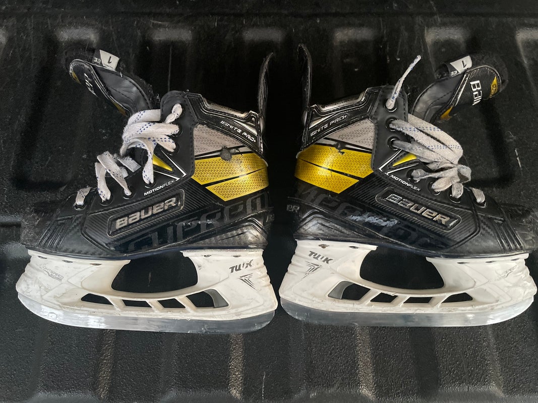 Used Bauer Regular Width Size 1 Supreme Ignite Pro Hockey Skates ...