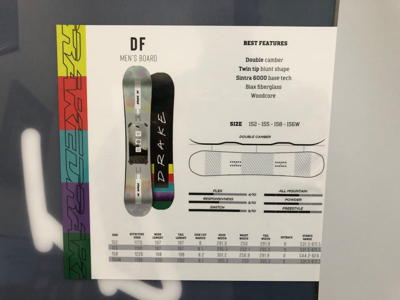 Drake DF Double Camber All Mountain/Freestyle Snowboard Deck ...