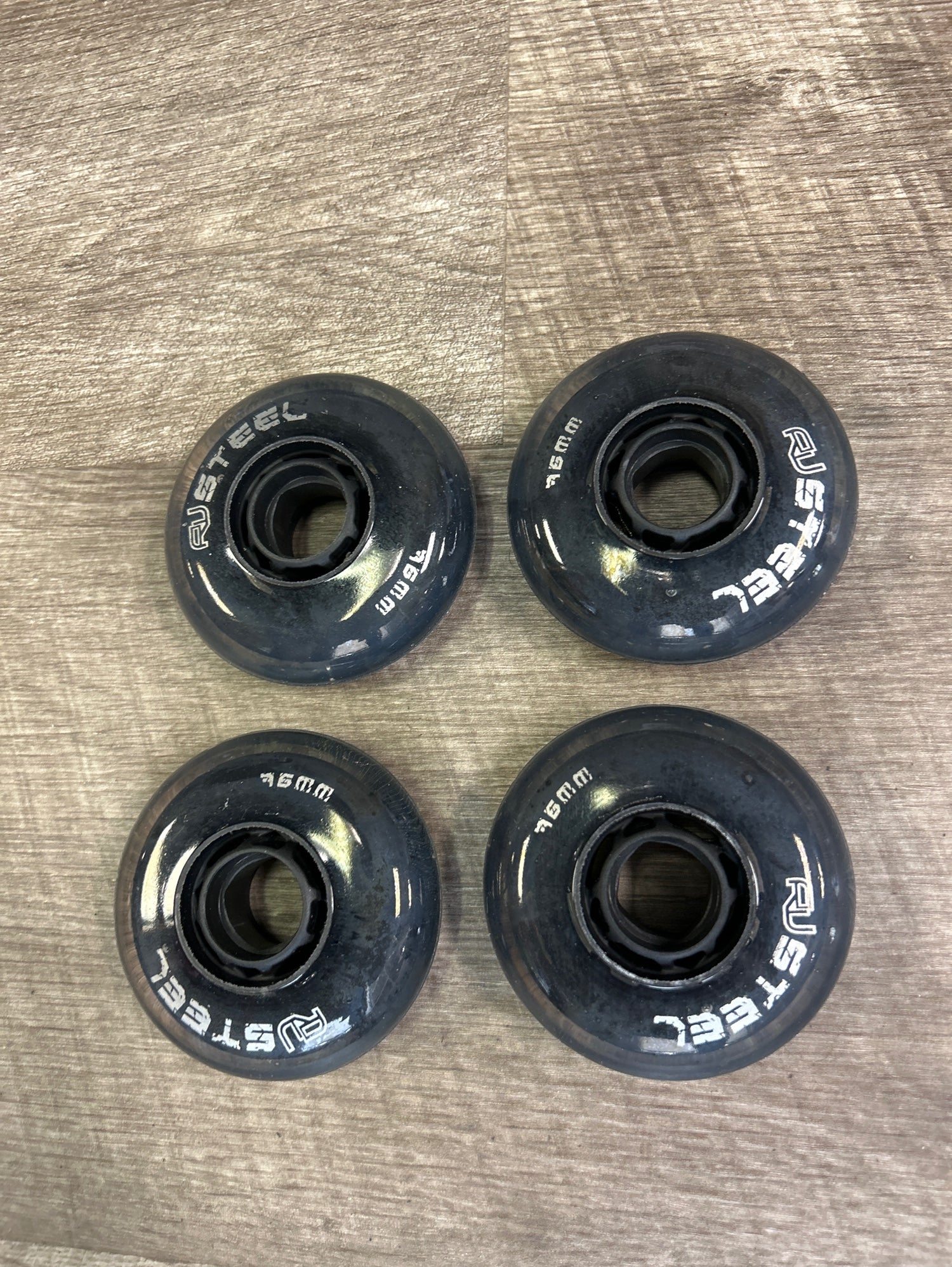 New 4 Pack 76 Mm Revision Steel Firm In-line Wheels Roller hockey ...