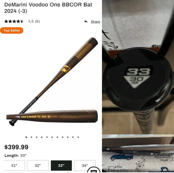 New BBCOR Certified 2023 DeMarini Composite Voodoo One Bat (-3) 30 oz ...
