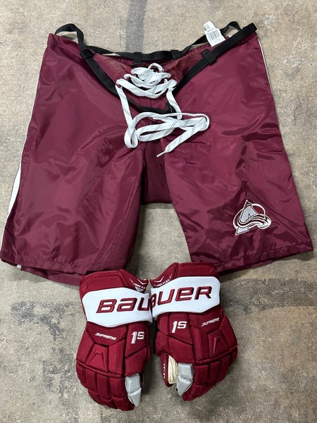 COMBO Barely Used Maroon Bauer Supreme 1S Gloves 14" Pro Stock WITH CCM ...