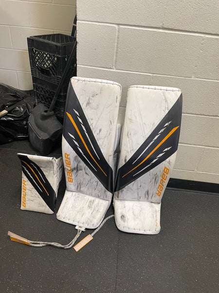 35" Regular Pro Stock Hyperlite Goalie Leg Pads and Blocker | SidelineSwap | Buy and Sell on ...