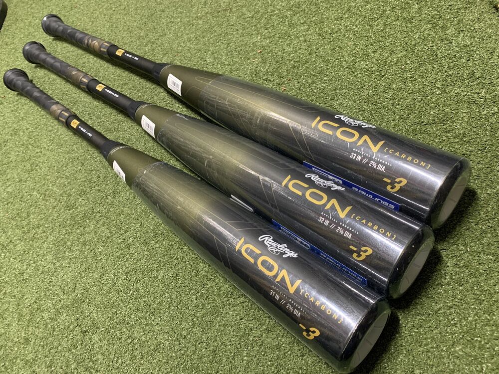 Used 2023 Rawlings Icon BBCOR Baseball Bat: RBB3I3 Composite (-3 ...