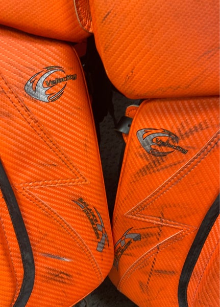 Vaughn Velocity V4 Used Orange Intermediate 30" + 1" Goalie Leg Pads ...
