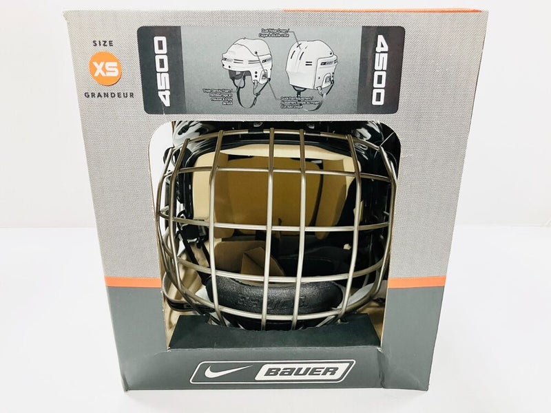 New Nike Bauer 4500 Hockey Helmet Combo XS with cage black face CSA ice ...