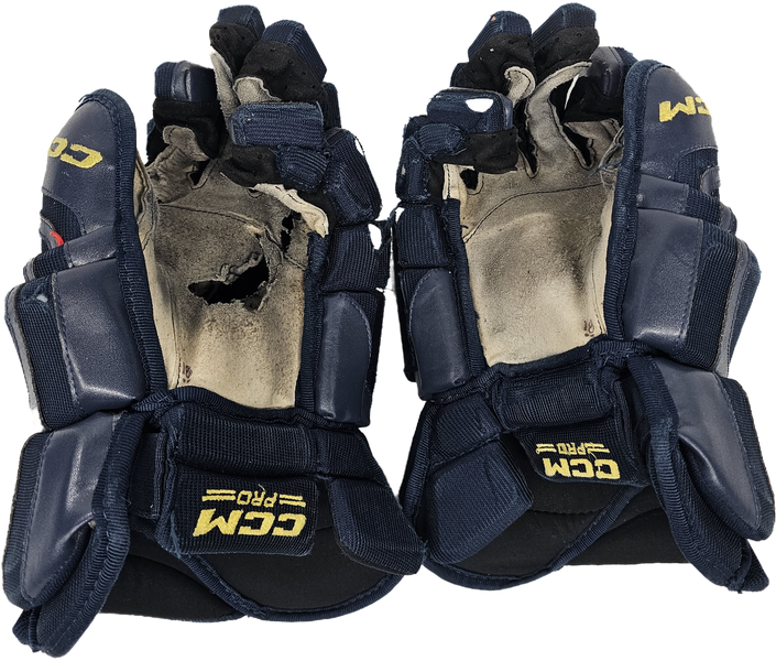 CCM U+ CL HOCKEY GLOVES 14" AHL PRO STOCK THUNDERBIRDS LAFERRIERE USED ...