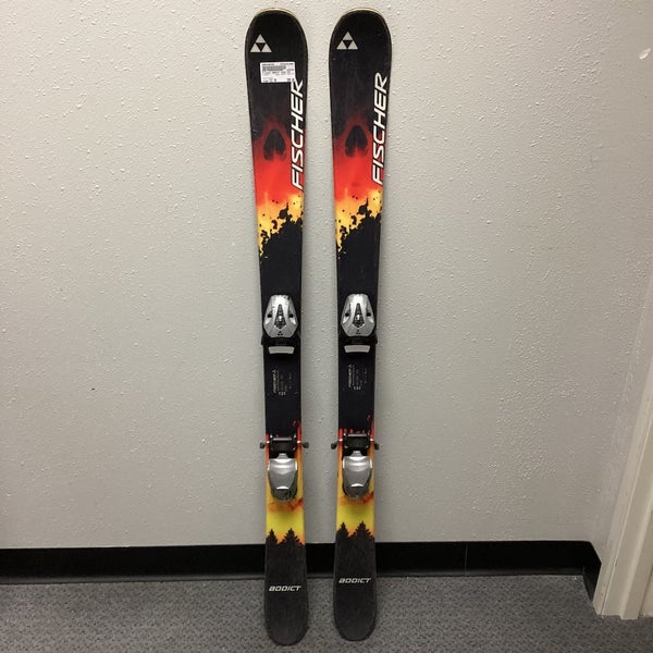 Used Fischer Addict Twin Tip 131 Cm Boys' Downhill Ski Combo | SidelineSwap
