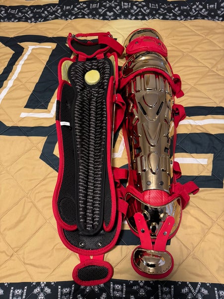 Rawlings Gold Glove Award Recipient Shin Guards Red/Gold Size Senior ...