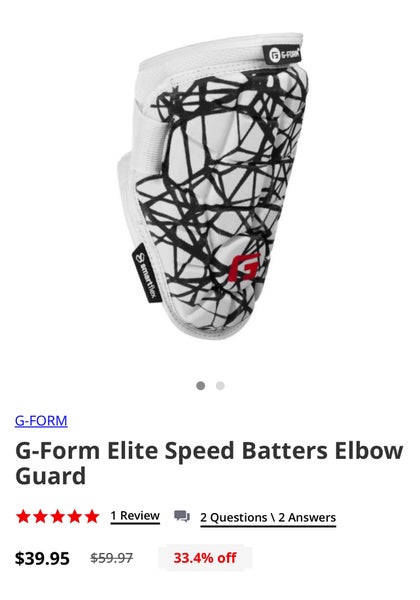 Brand New W/ Tags. G- Form Elite speed elbow guard. Batters Protection ...