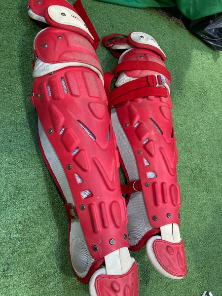 Red Used Intermediate Rawlings Catcher's Leg Guard | SidelineSwap | Buy ...