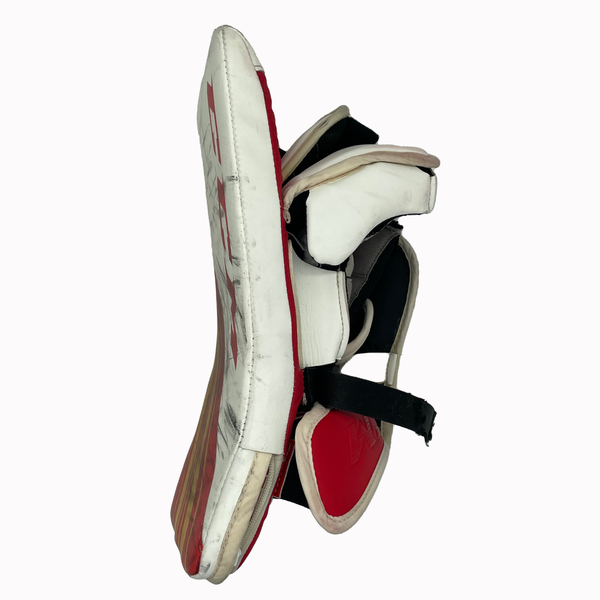 Used 36" CCM Eflex 5 Goalie Leg Pads Pro Stock (White/Red/Yellow ...