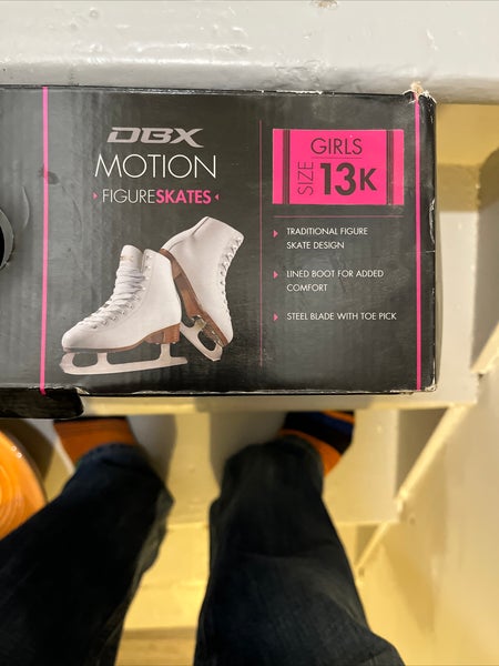 DBX Girl's Traditional Figure Skates Size 13K, Bright White Used In Box ...