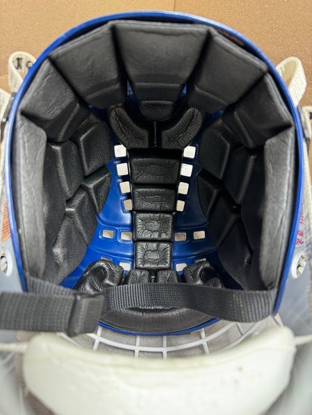 VINTAGE LARGE DARK BLUE JOFA 290SR GOALIE MASK WITH RARE ITECH CAGE ...