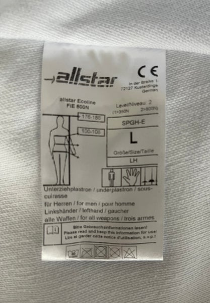 Allstar FIE 800N Men’s Fencing Underarm Protector | SidelineSwap | Buy ...