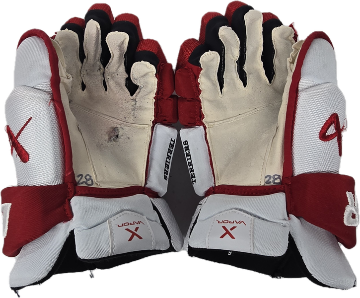 BAUER VAPOR HYPERLITE PRO STOCK CUSTOM HOCKEY GLOVES 14" BU TERRIERS ...