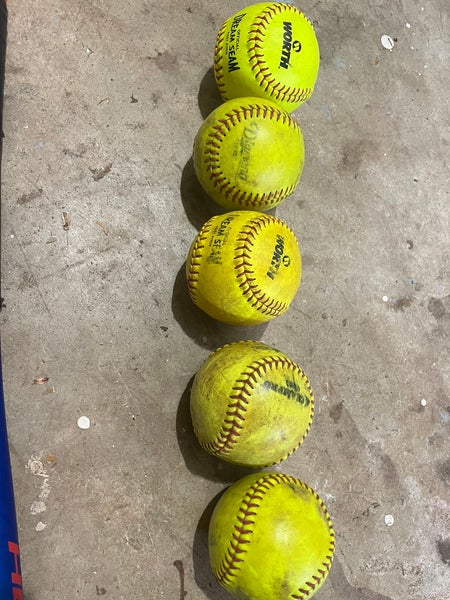 36 Pack (3 Dozen) Used Worth Softballs With Bucket & Top | SidelineSwap ...