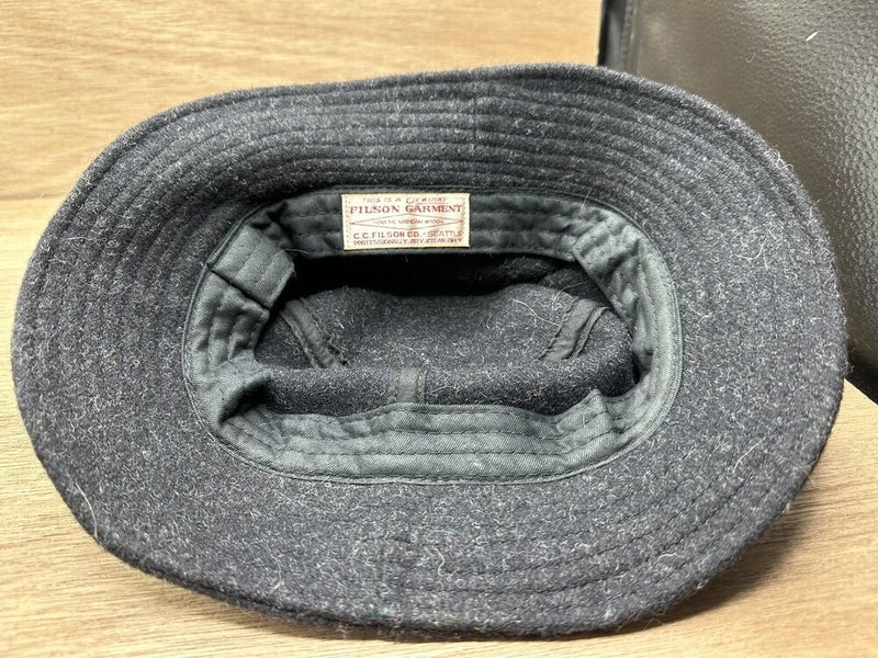 Filson Garment Mens Black Virgin Wool Round Shaped Fedora Hat Size ...