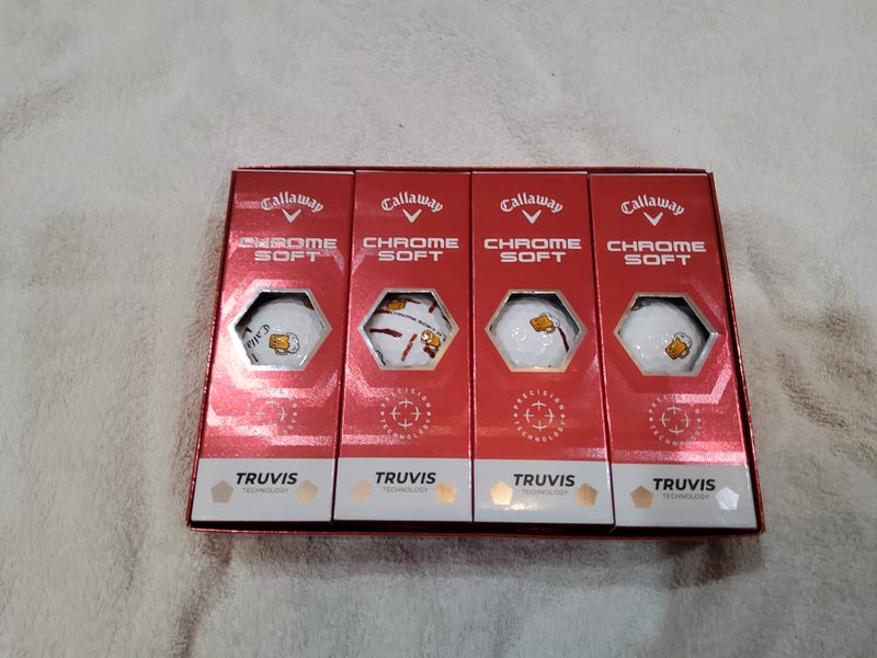 New Callaway Chrome Soft Balls 12 Pack (1 Dozen) White/Beer Mug Design ...