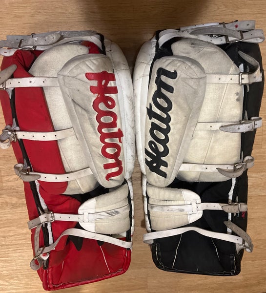Used 33" Heaton Heaton Helite 6 6800 Goalie Leg Pads (Brodeur Logo ...