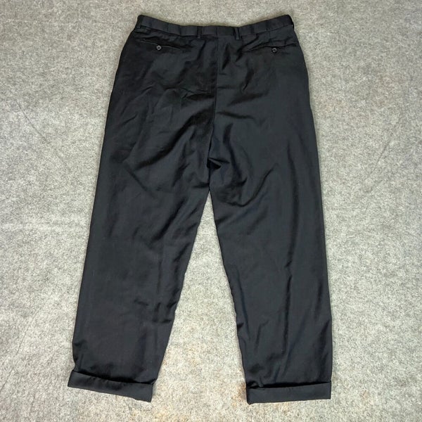Santorelli Mens Pants 36x28 Black Dress Straight Wool Trouser Luxury