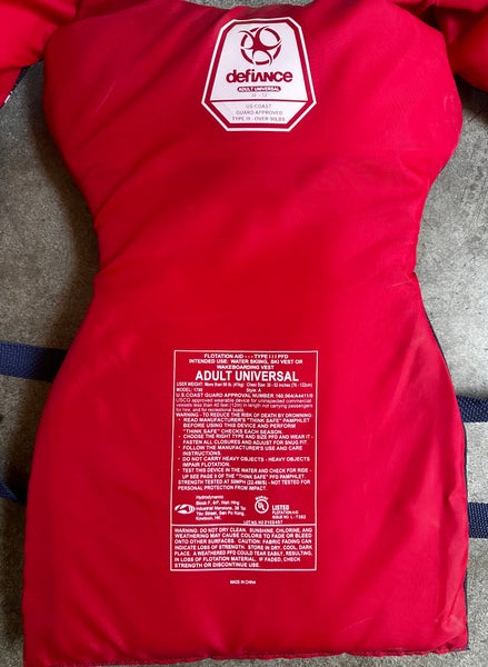 Defiance adult 30-52 over 90lbs American Flag life jacket vest PFD ...