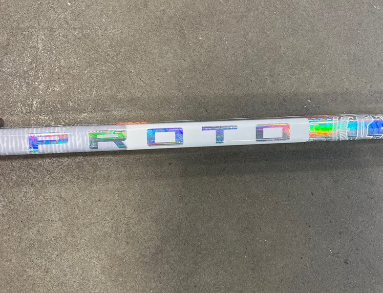 White Used Senior Bauer Proto-R Hockey Stick Left Hand Pro Stock 87 ...