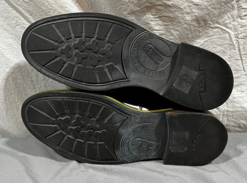 Clarks Shiny Dark Brown Leather Wingtip Shoes US Men's 12 Cork Insoles ...