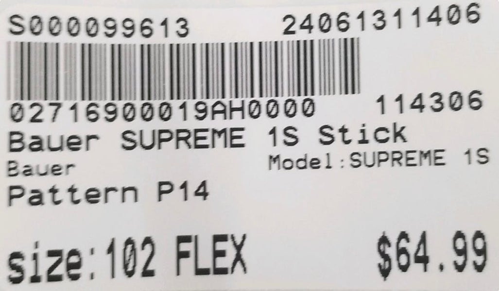 Used Bauer Supreme 1s 102 Flex Pattern P14 Right Senior One Piece ...