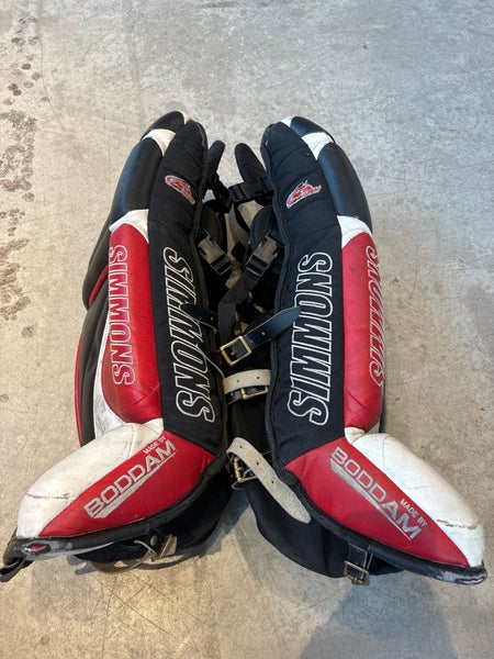 Black Used Small Youth Simmons Goalie Leg Pads *FOR BEGINNERS ...