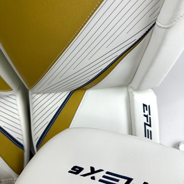 Brand New CCM Eflex 6 White, Gold, and Navy Full Goalie Set - 35" +1 ...